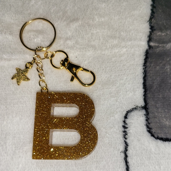 Handmade | Other | Gold Glitter Letter B Keychain | Poshmark